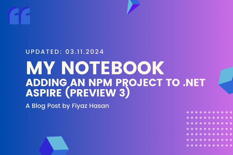 Adding An Npm Project To Net Aspire Preview 3